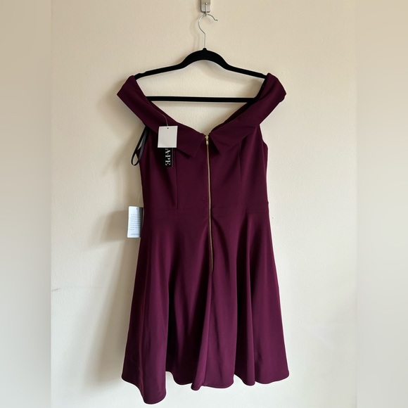 Xscape Dresses Wineburgundy Xscape Off The Shoulder Mini Skater